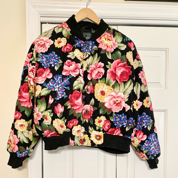 Vintage | Jackets & Coats | Vintage 9s Y2k Colorful Floral Jacket L ...